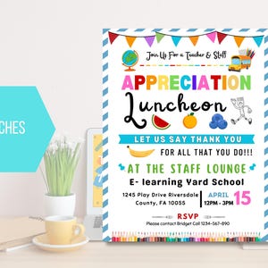 EDITABLE Teacher Staff Appreciation Luncheon Invitation Flyer ...
