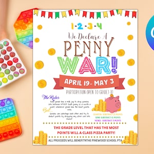 Penny War Fundraiser Flyer, Printable School Fundraiser Event ...
