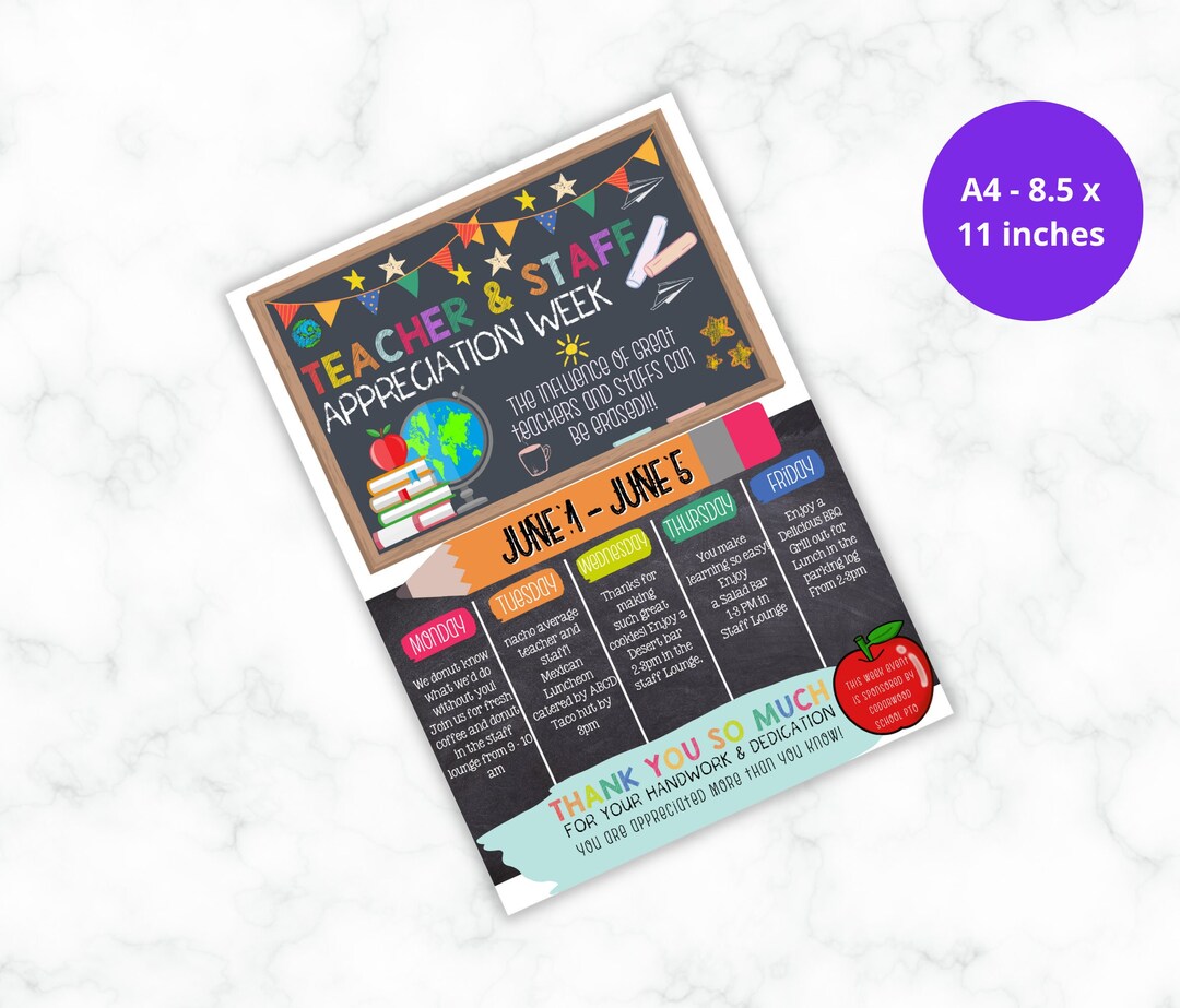 Teacher Appreciation Staff Invitation, Editable School Lunch Poster ...