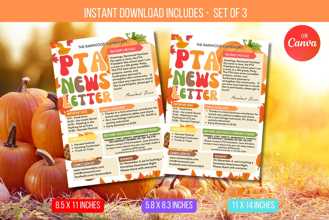 EDITABLE PTA Newsletter Flyer Template Printable Handout - Etsy
