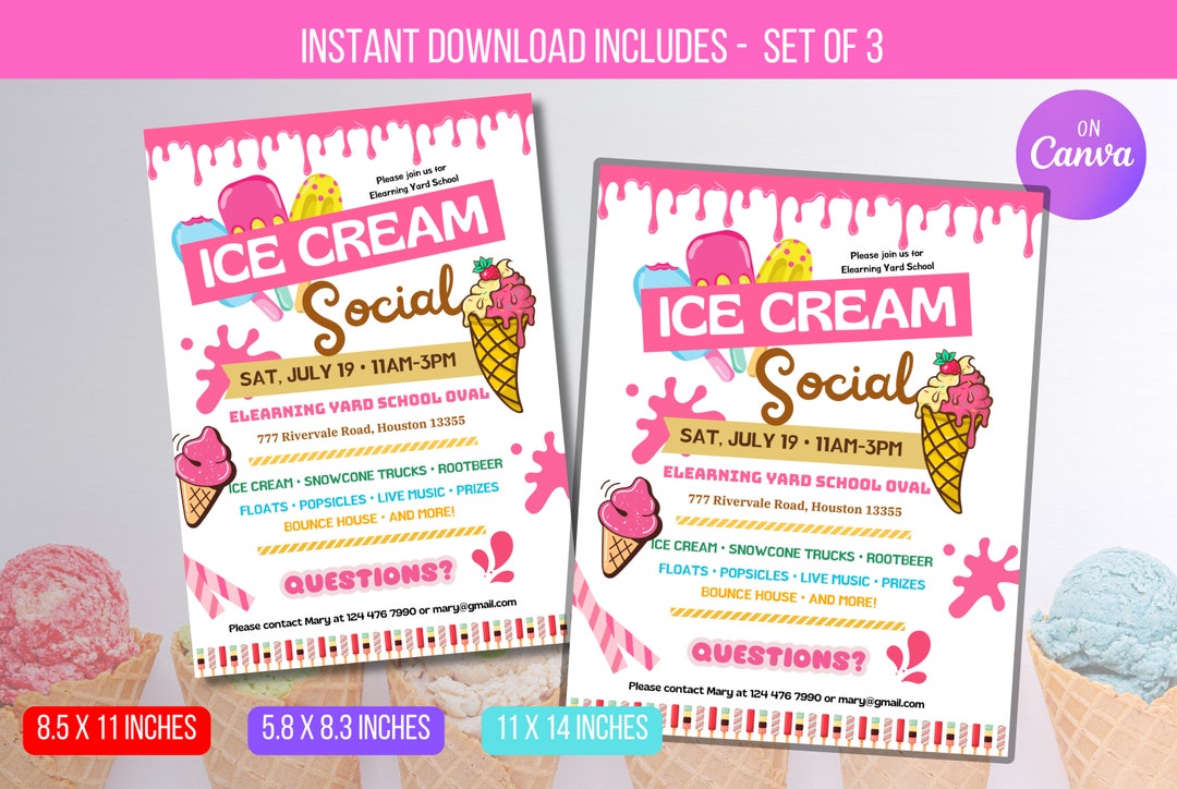 EDITABLE Ice Cream Social Flyer, School Appreciation Week, Ice Cream ...