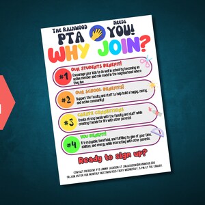 EDITABLE Why Join the PTA, Pto Pta Recruitment Flyer, Why Join the Pta ...