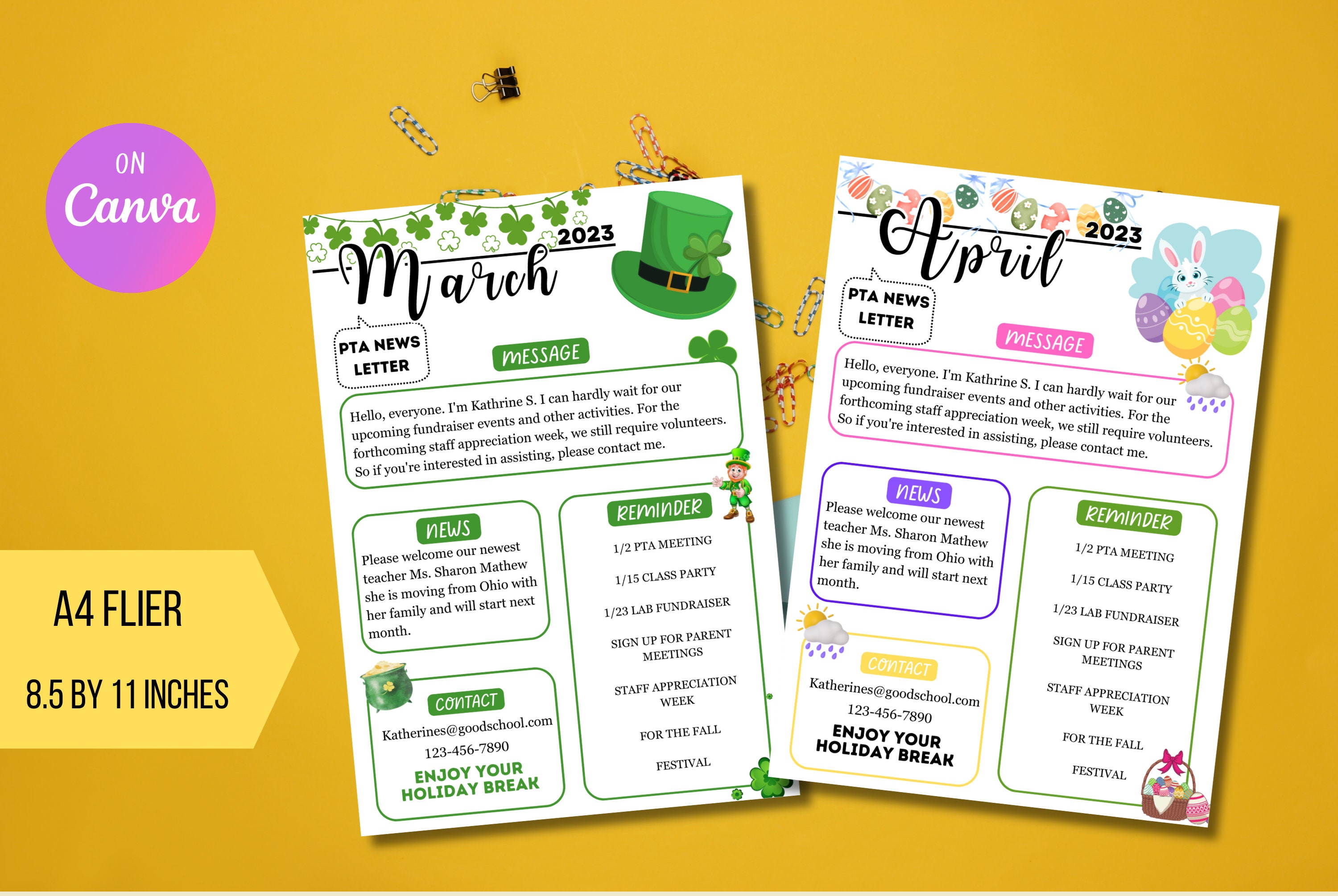 EDITABLE Yearly/monthly Newsletter Template Set Classroom - Etsy