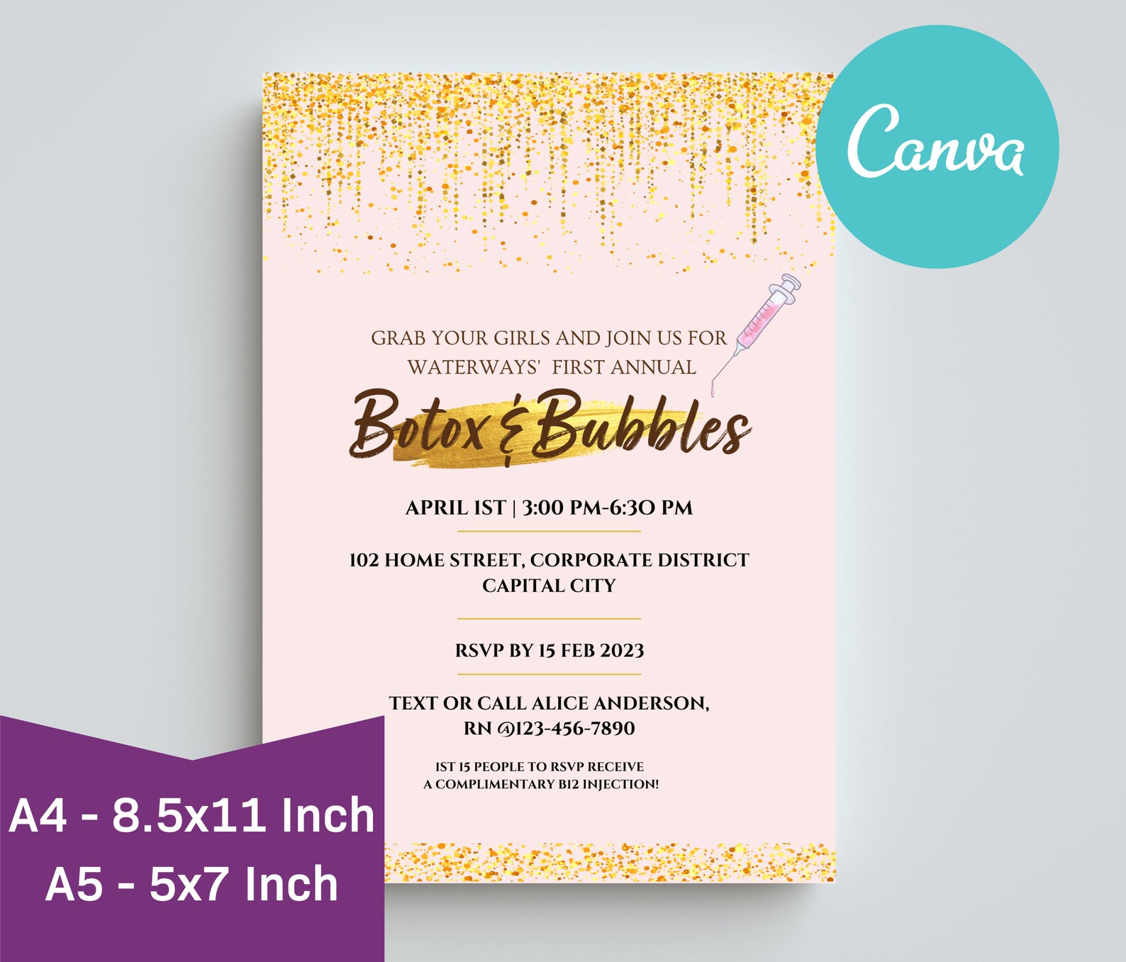 Botox & Bubbles Party Invite Botox Special Flyer Editable - Etsy