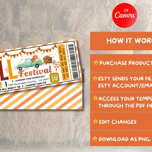 EDITABLE Fall Harvest Festival Invitation Ticket, School Event Harvest ...