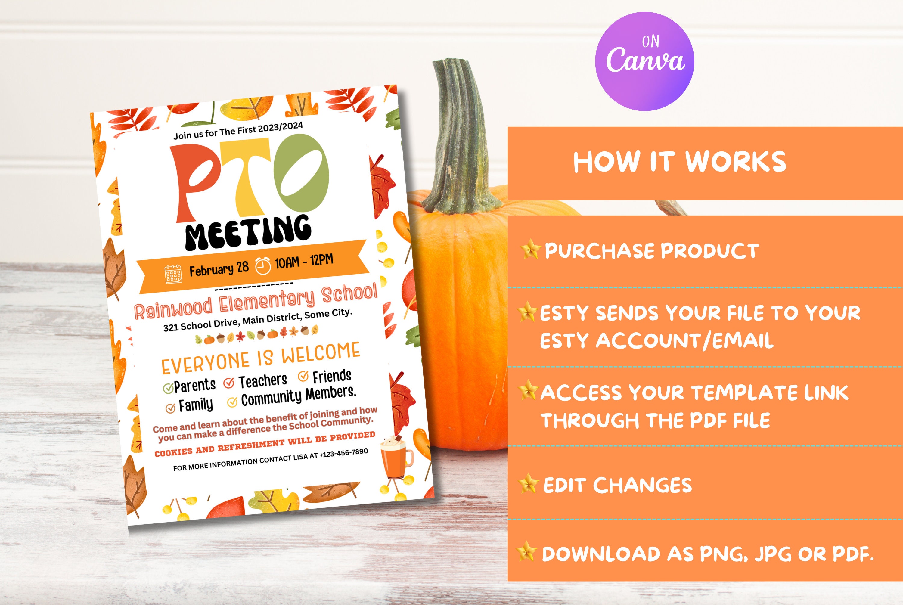 EDITABLE Fall PTO PTA Meeting Handout Flyer School - Etsy
