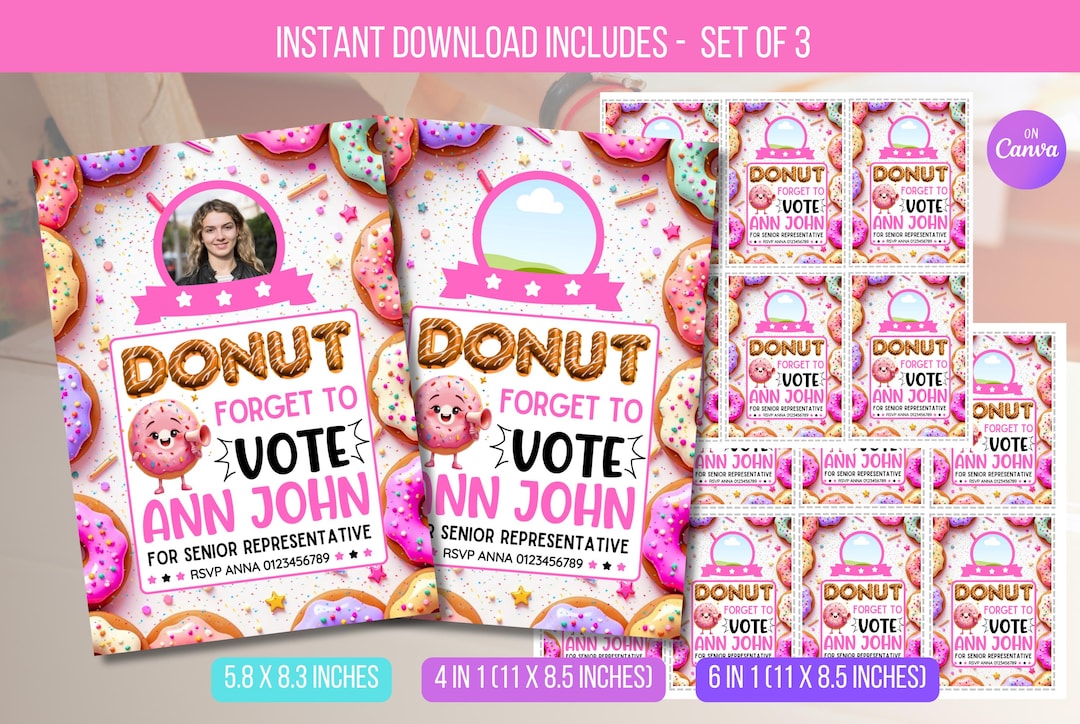 EDITABLE Donut Forget to Vote, Presidential Campaign, Class Campaign ...