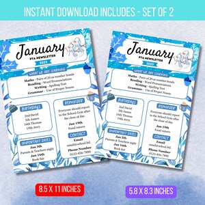 EDITABLE January Newsletter Template, Classroom Printable Handout Flyer ...