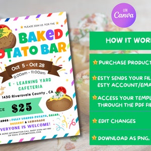 EDITABLE Baked Potato Bar Flyer, School Fundraiser Invitation ...