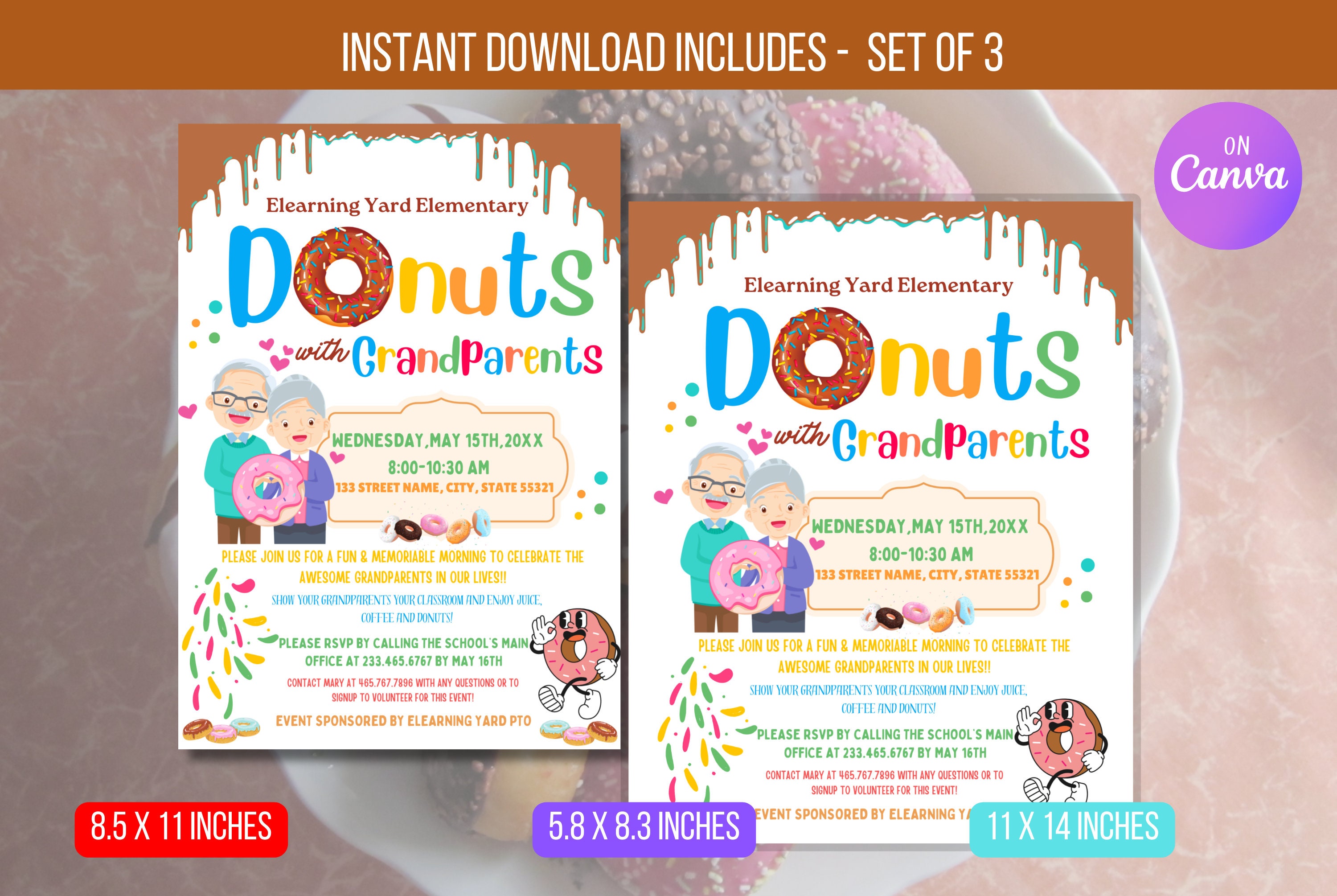 EDITABLE Donuts With Grandparents Flyer, School Grandparents Event ...