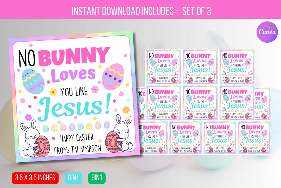EDITABLE No Bunny Loves You Like Jesus, Easter Gift Tag, Easter Bunny ...