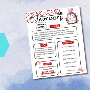EDITABLE February Newsletter Template, Classroom Printable Handout ...