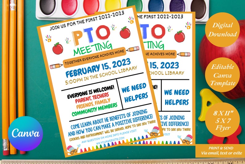 EDITABLE PTO PTA Meeting Handout Flyer School Fundraiser - Etsy