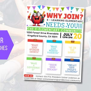 EDITABLE PTO PTA Recruitment Flyer Template, Join the Pto Information ...