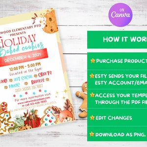 EDITABLE Holiday Baked Cookies Flyer, Printable Cookies Invitation, Pto ...