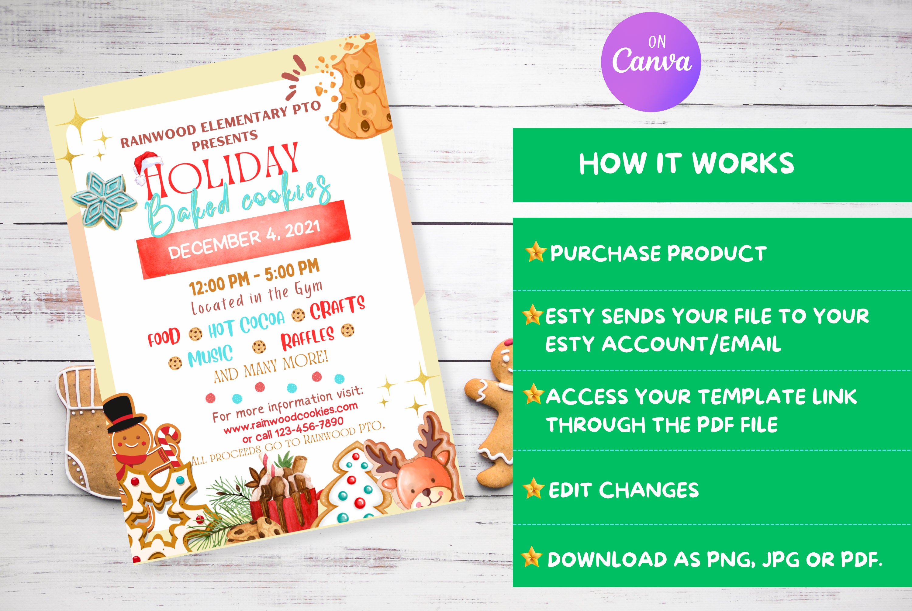 EDITABLE Holiday Baked Cookies Flyer Printable Cookies - Etsy