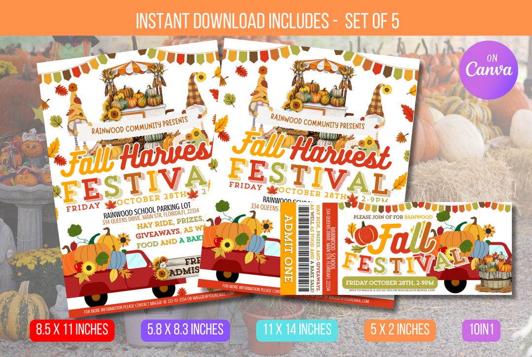 EDITABLE Fall Harvest Festival Invitation Flyer, School Event Harvest ...