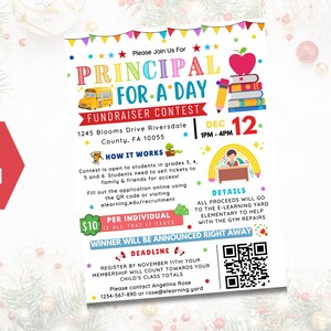 EDITABLE Principal for a Day Contest Fundraiser Flyer, Printable ...