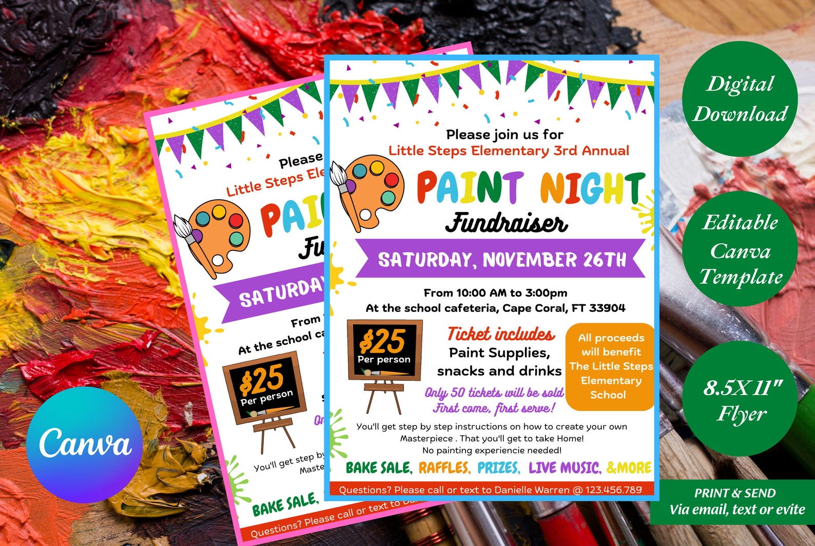 EDITABLE Paint Night Fundraiser Flyer Template Charity Non - Etsy