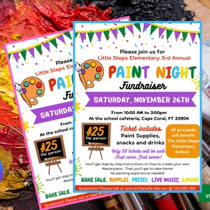 EDITABLE Paint Night Fundraiser Flyer Template, Charity Non Profit ...