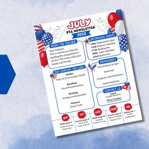 EDITABLE July Newsletter Template, Classroom Printable Handout Flyer ...