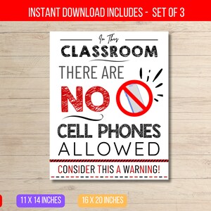 EDITABLE No Cellphones Allowed Wall Sign Classroom Poster, Classroom ...