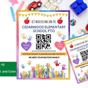 School Pto Pta Recruitment Flyer With QR Code, Printable Handout School ...