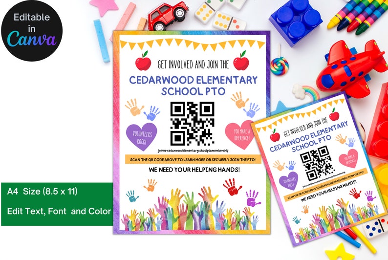 School Pto Pta Recruitment Flyer With QR Code, Printable Handout School ...