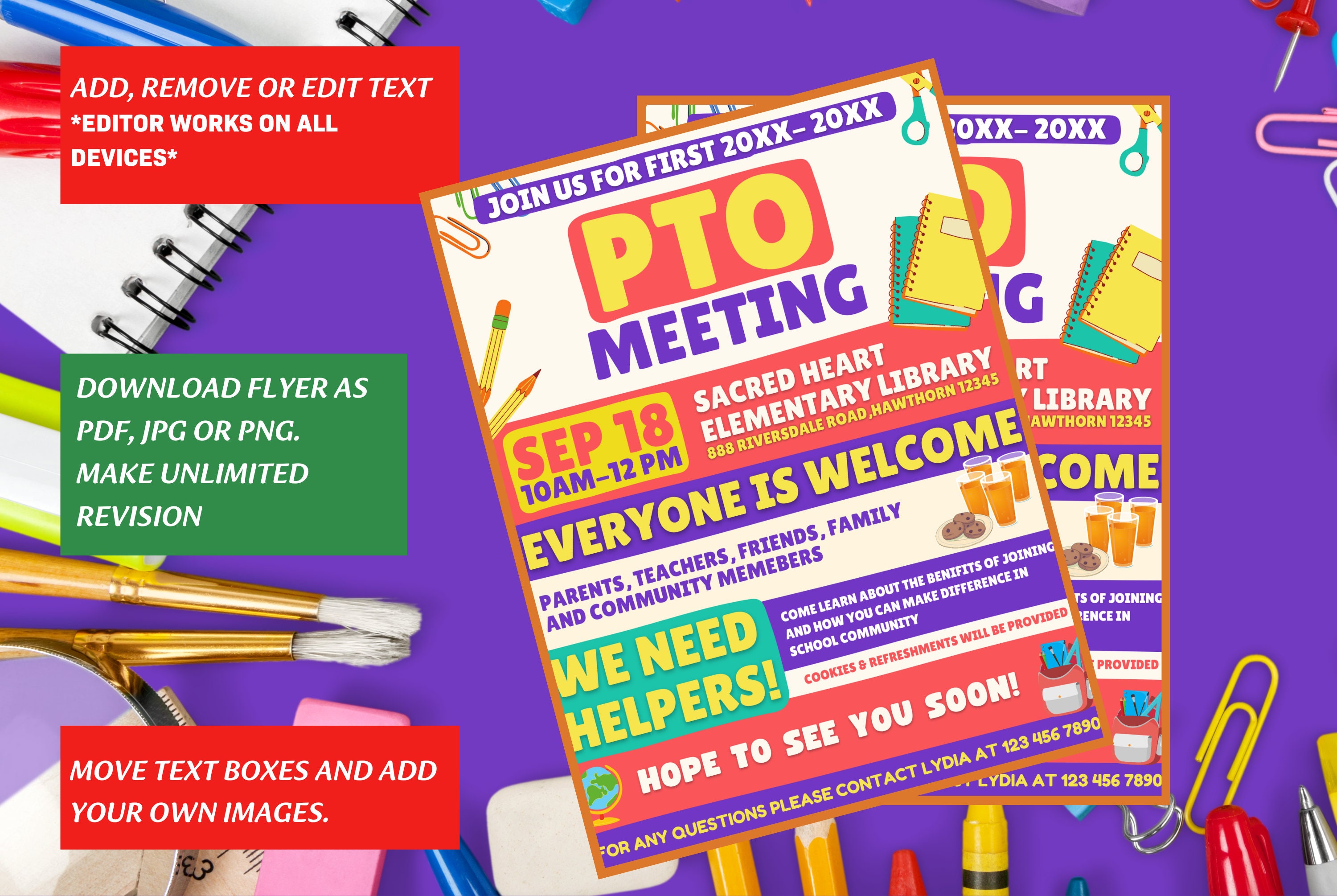 EDITABLE PTO PTA Meeting Handout Flyer School Fundraiser - Etsy
