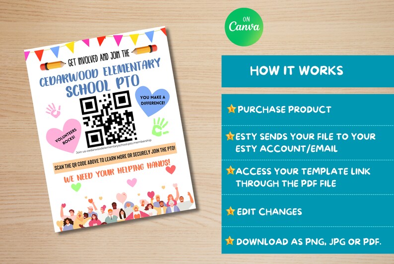 EDITABLE School Pto Pta Recruitment Flyer With QR Code - Etsy