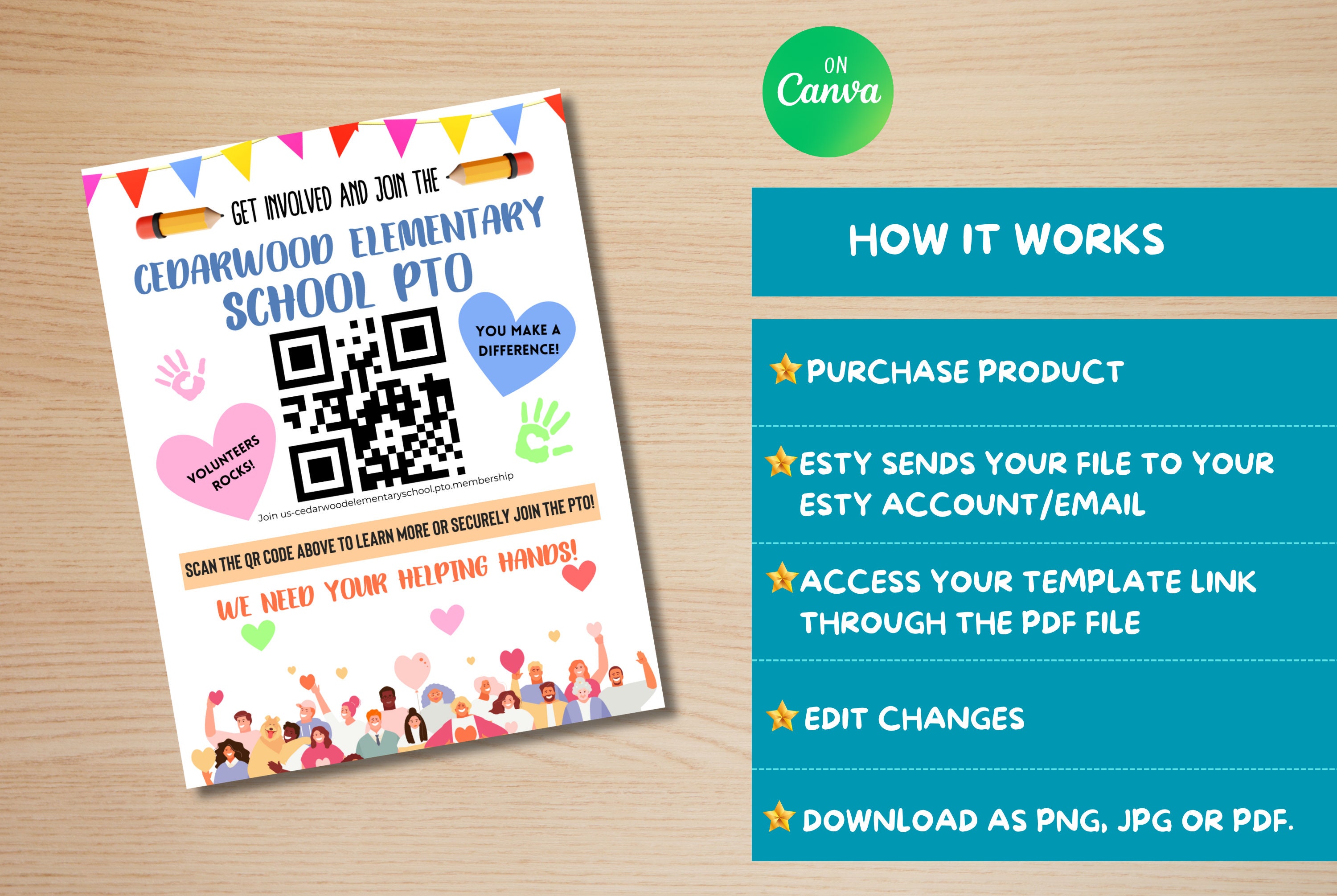 EDITABLE School Pto Pta Recruitment Flyer With QR Code - Etsy