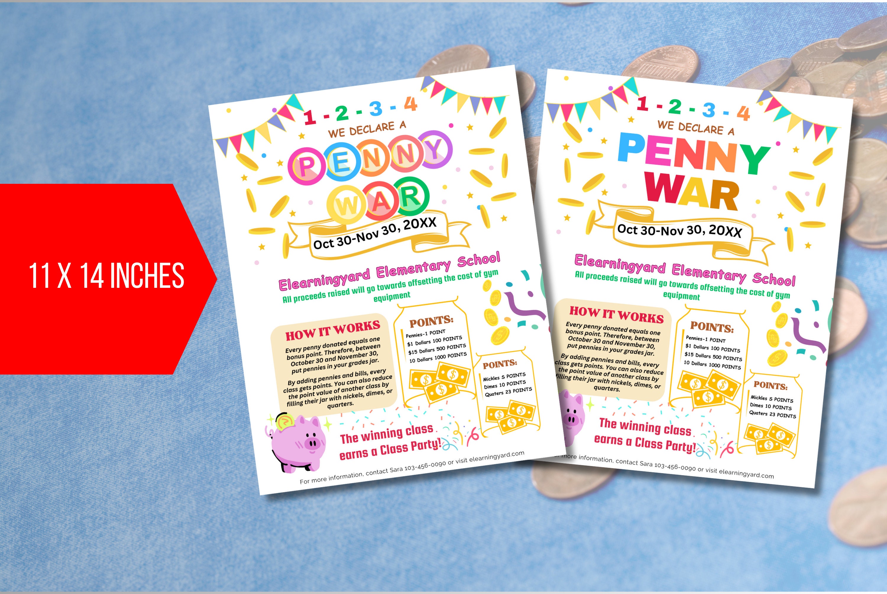 EDITABLE Penny War Fundraiser Flyer, Printable School Fundraiser Event ...
