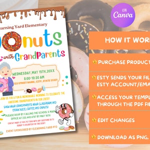 EDITABLE Donuts With Grandparents Flyer, School Grandparents Event ...