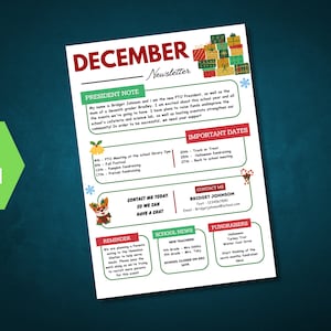 EDITABLE December Newsletter Template, Classroom Printable Handout ...