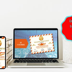 EDITABLE Swimming Award, Swimming Achievement, Swimming Certificate ...