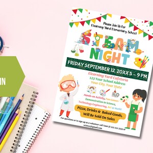EDITABLE Family Steam Night Flyer, School PTA PTO Flyer, Community ...