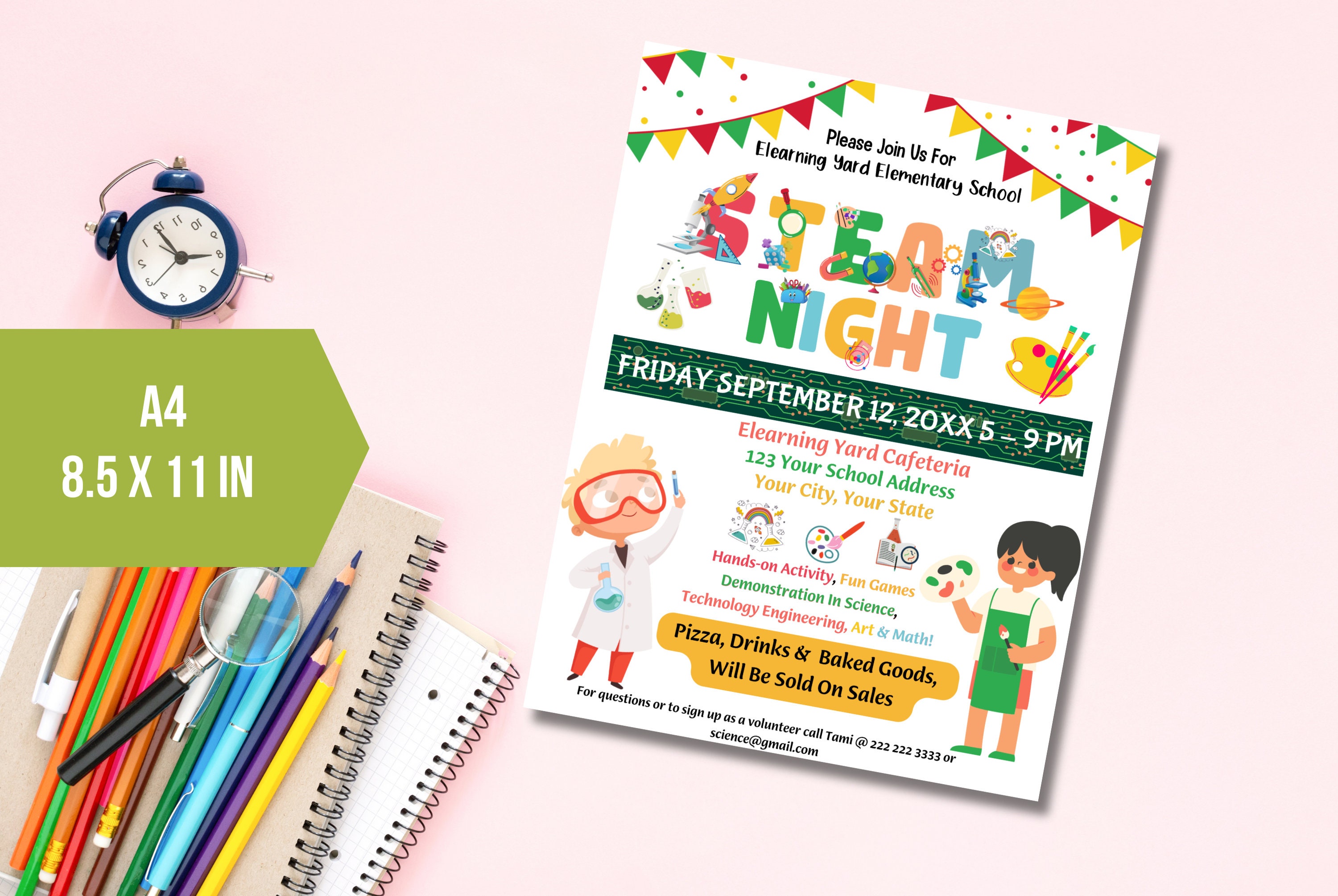EDITABLE Family Steam Night Flyer, School PTA PTO Flyer, Community ...