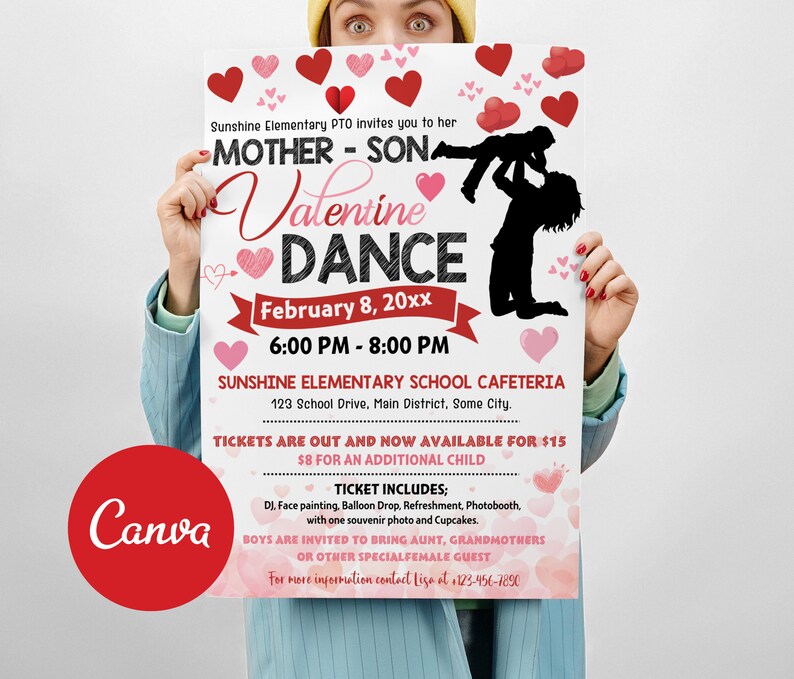 EDITABLE Mother Son Valentine's Day Dance School Dance - Etsy