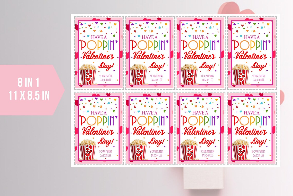 EDITABLE Popcorn Valentine's Day Tag, Have A POPPIN Valentine's Day ...