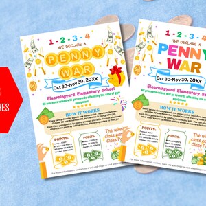 EDITABLE Penny War Fundraiser Flyer, Printable School Fundraiser Event ...