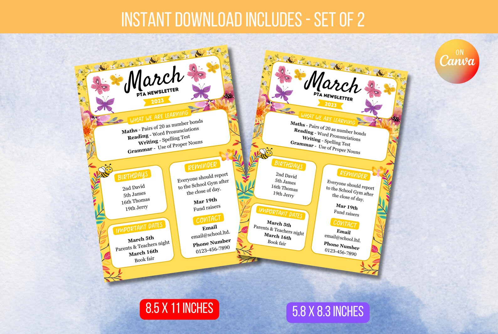 EDITABLE March Newsletter Template, Classroom Printable Handout Flyer ...