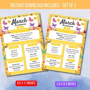 EDITABLE March Newsletter Template, Classroom Printable Handout Flyer ...