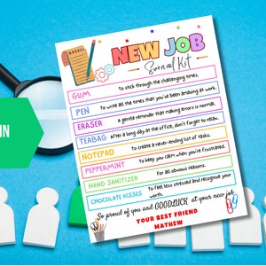 EDITABLE Job Survival Kit Template, First Day at Job, Congratulation ...