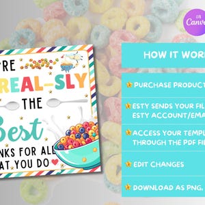 EDITABLE You Are Cereal-sly the Best Tag, Teacher Appreciation Cereal ...