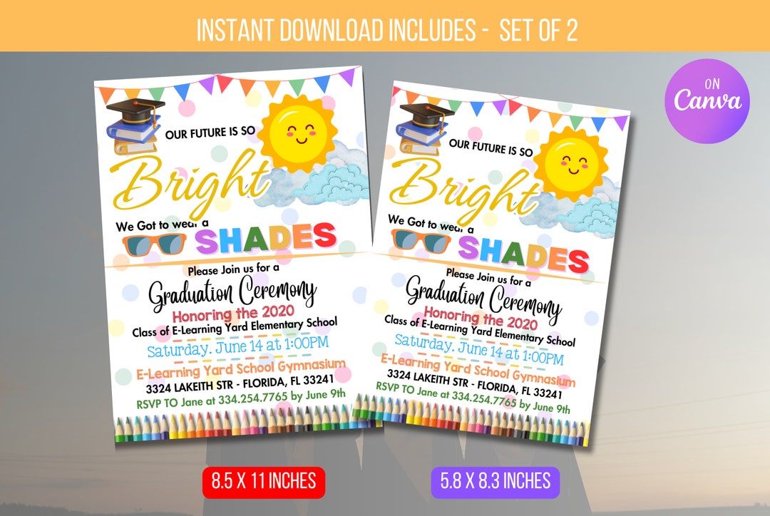 EDITABLE Kindergarten Graduation Invitation, Preschool Graduation ...