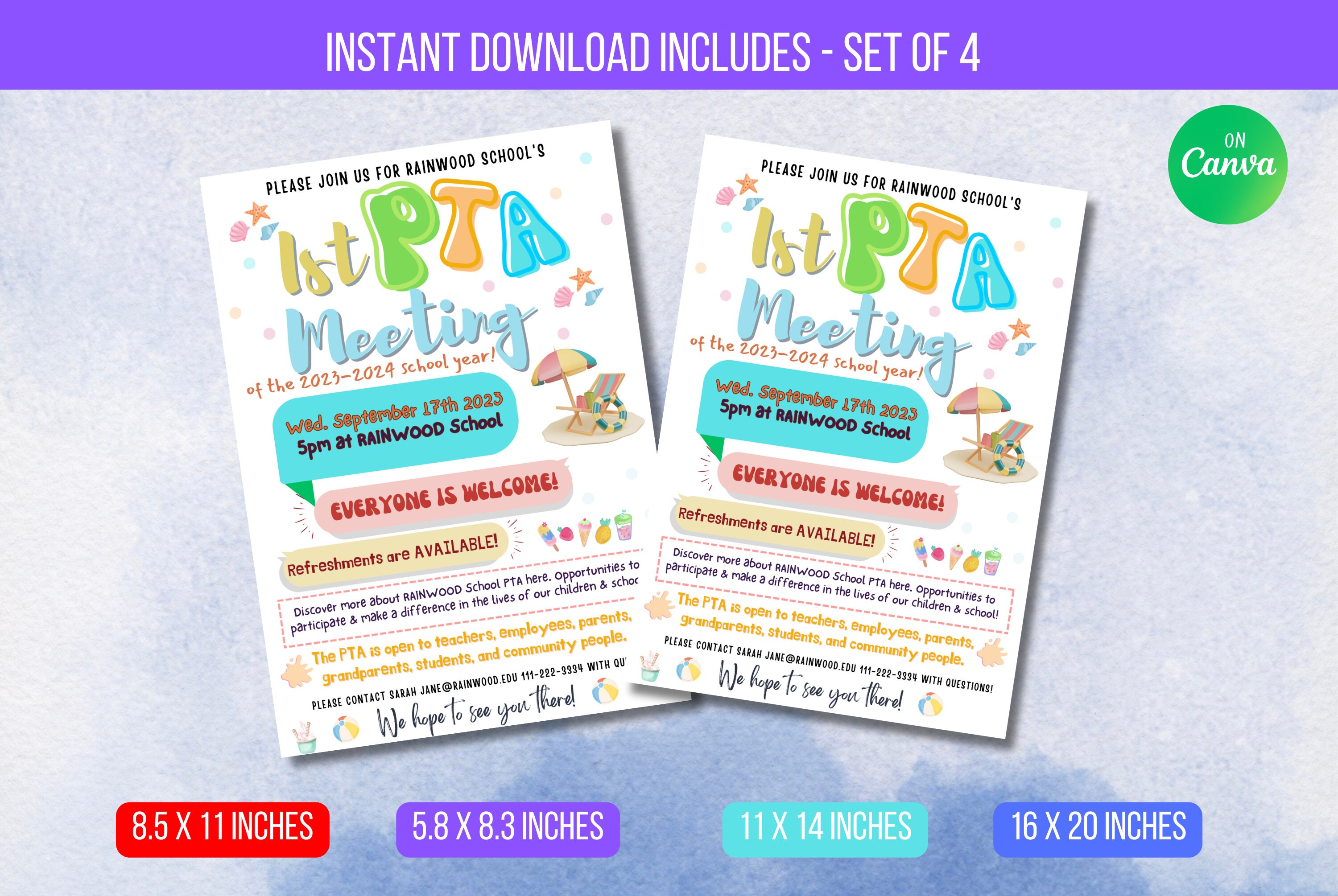 EDITABLE PTA Meeting Handout Flyer School Information Meeting - Etsy