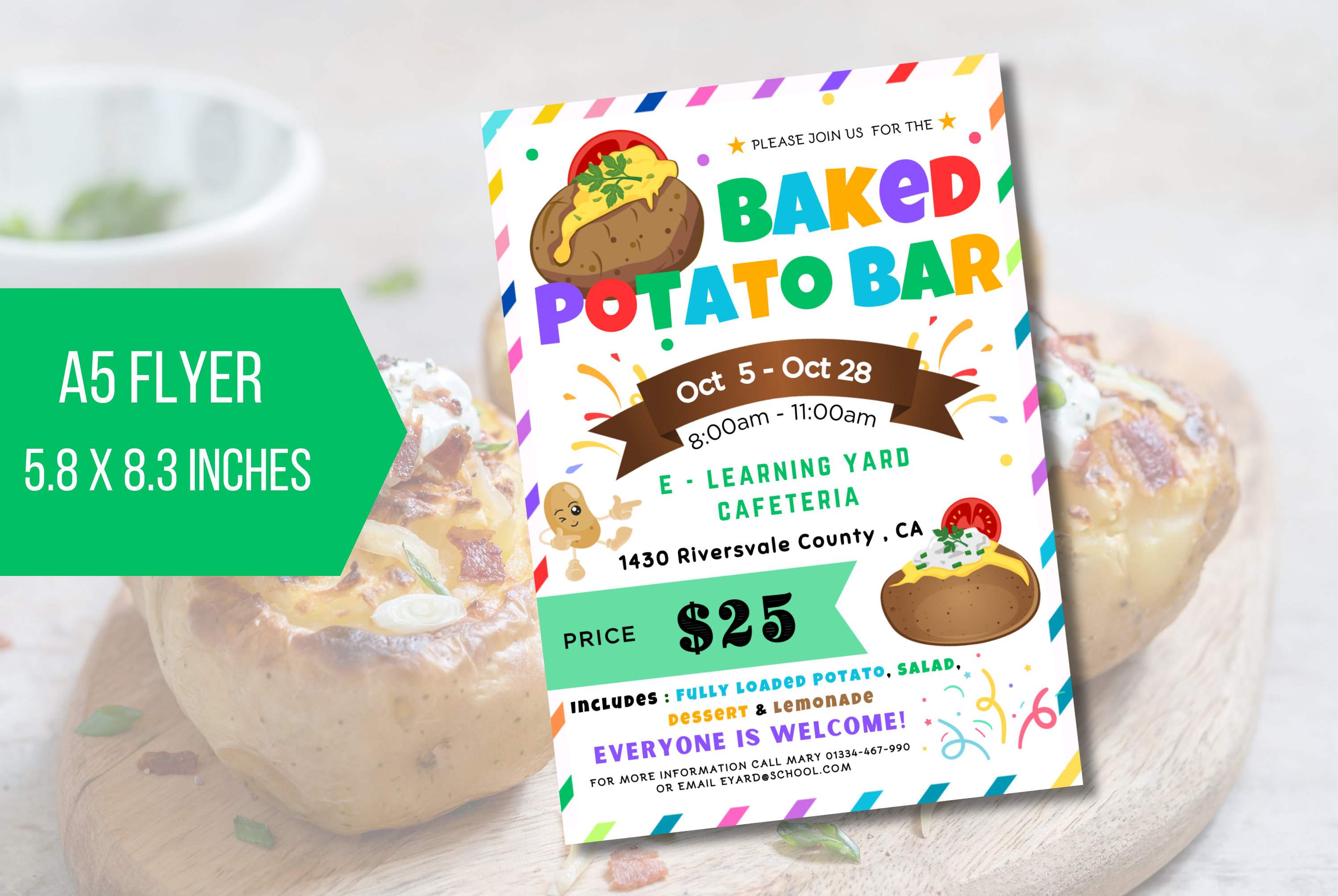 EDITABLE Baked Potato Bar Flyer, School Fundraiser Invitation ...