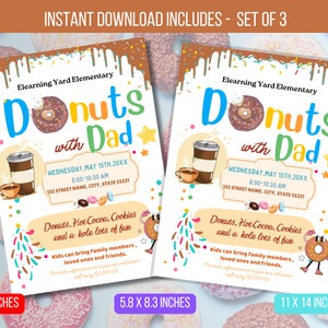EDITABLE Donuts With Dad Flyer, Printable Donuts With Dad Invitation ...