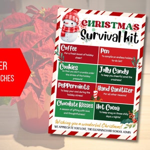 EDITABLE Christmas Survival Kit Template, Christmas Thank You Gift ...