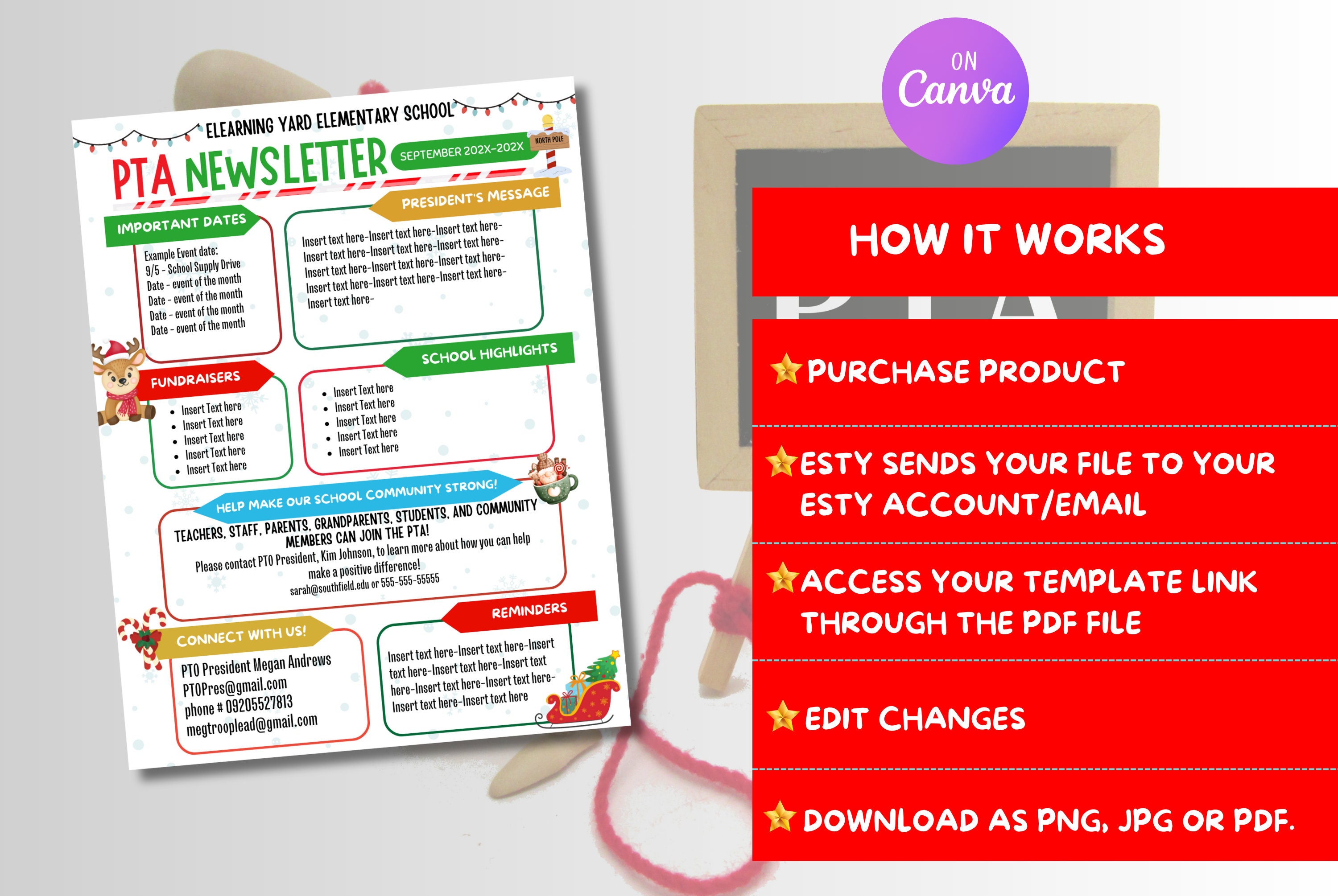 EDITABLE PTA Newsletter Template Flyer School Information - Etsy